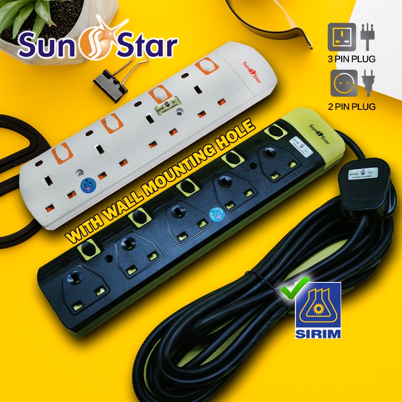 Sunstar Extension Plug Trailing Socket Extantion Wayer Extension Cabang ...