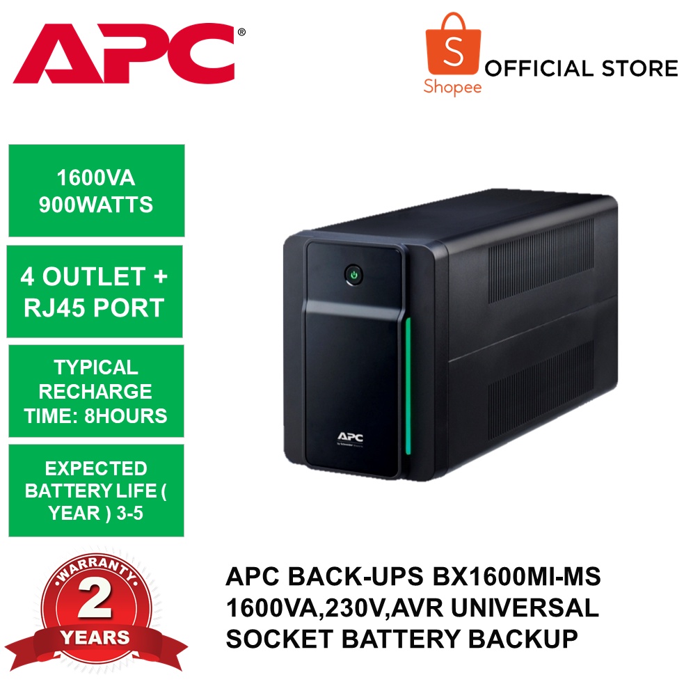 APC BACK-UPS BX1600MI-MS 1600VA,230V,AVR UNIVERSAL SOCKET BATTERY ...