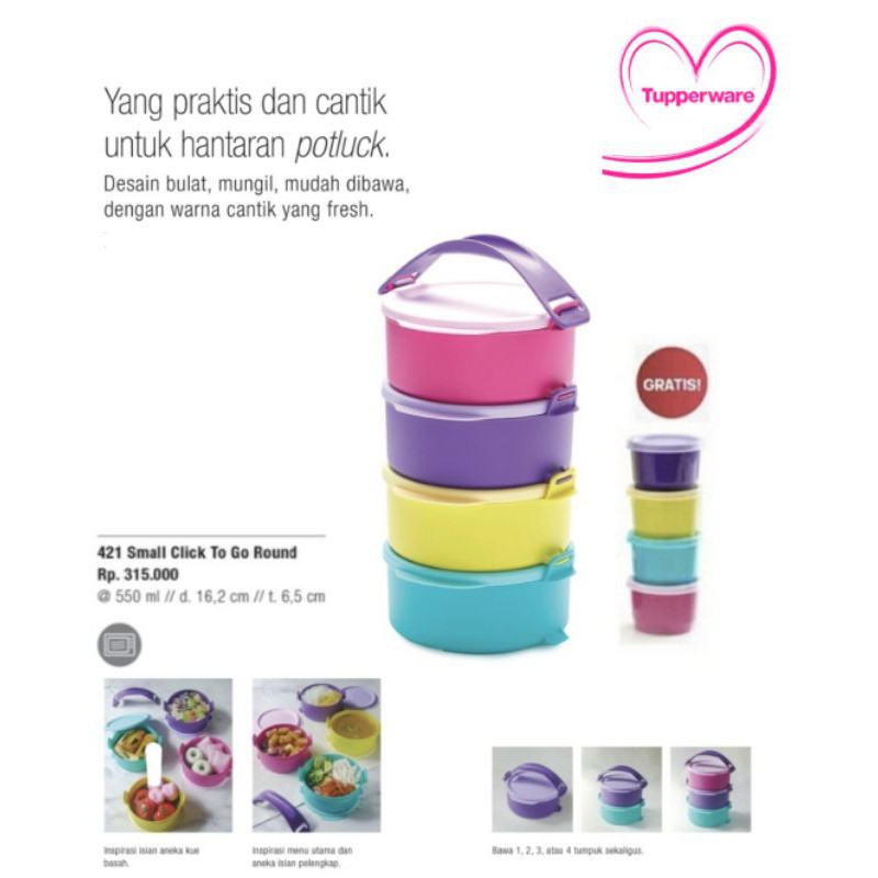 💜💜 Tupperware Small Click To Go Round Set Mangkuk Tingkat 4+4 💜💜 ...