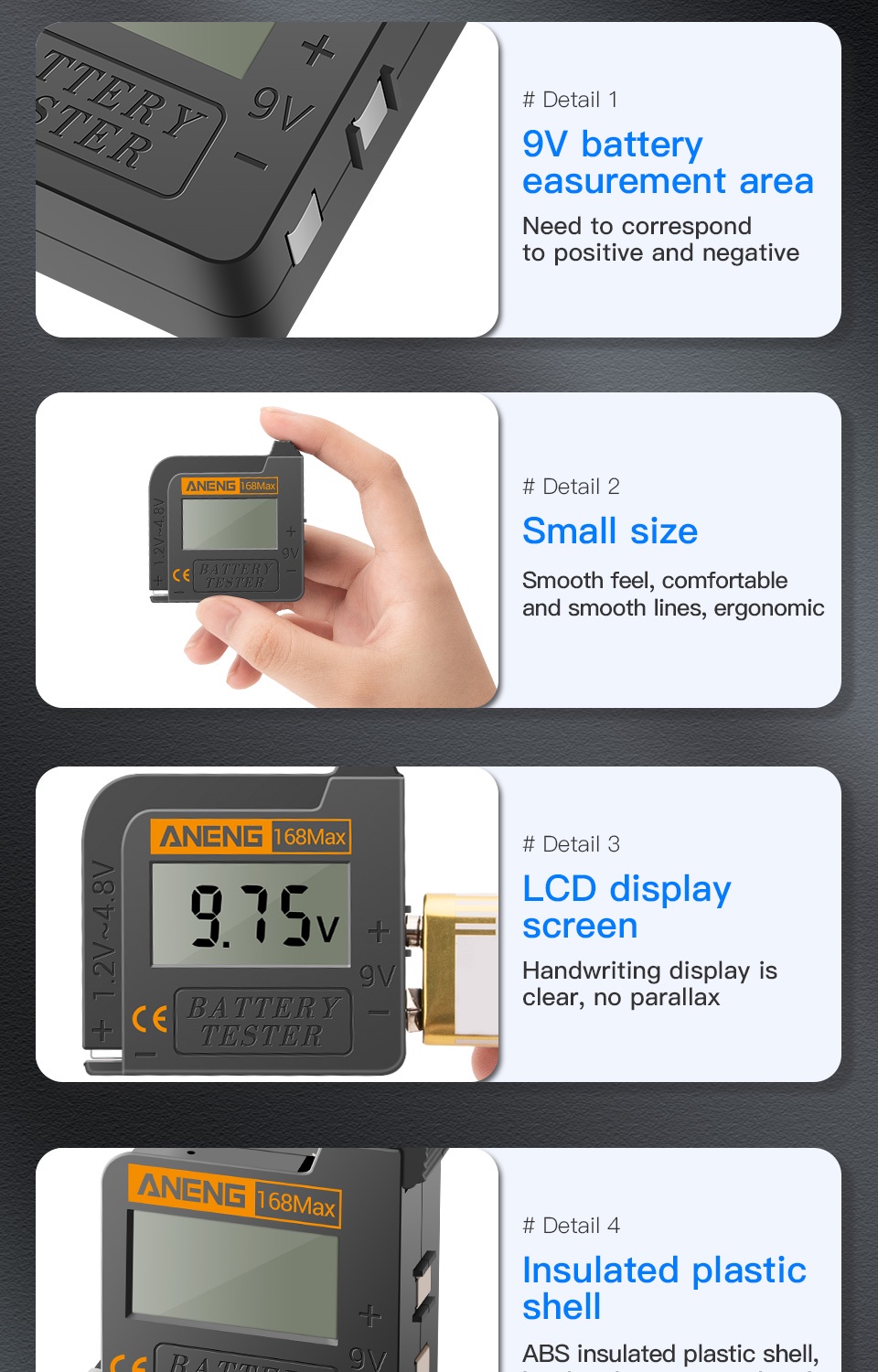 ANENG 168Max Digital Lithium Battery Capacity Tester Universal test ...