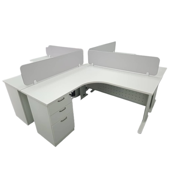L Shape Desking system table with 3d fixed pedestal ( FREE DELIVERY ...