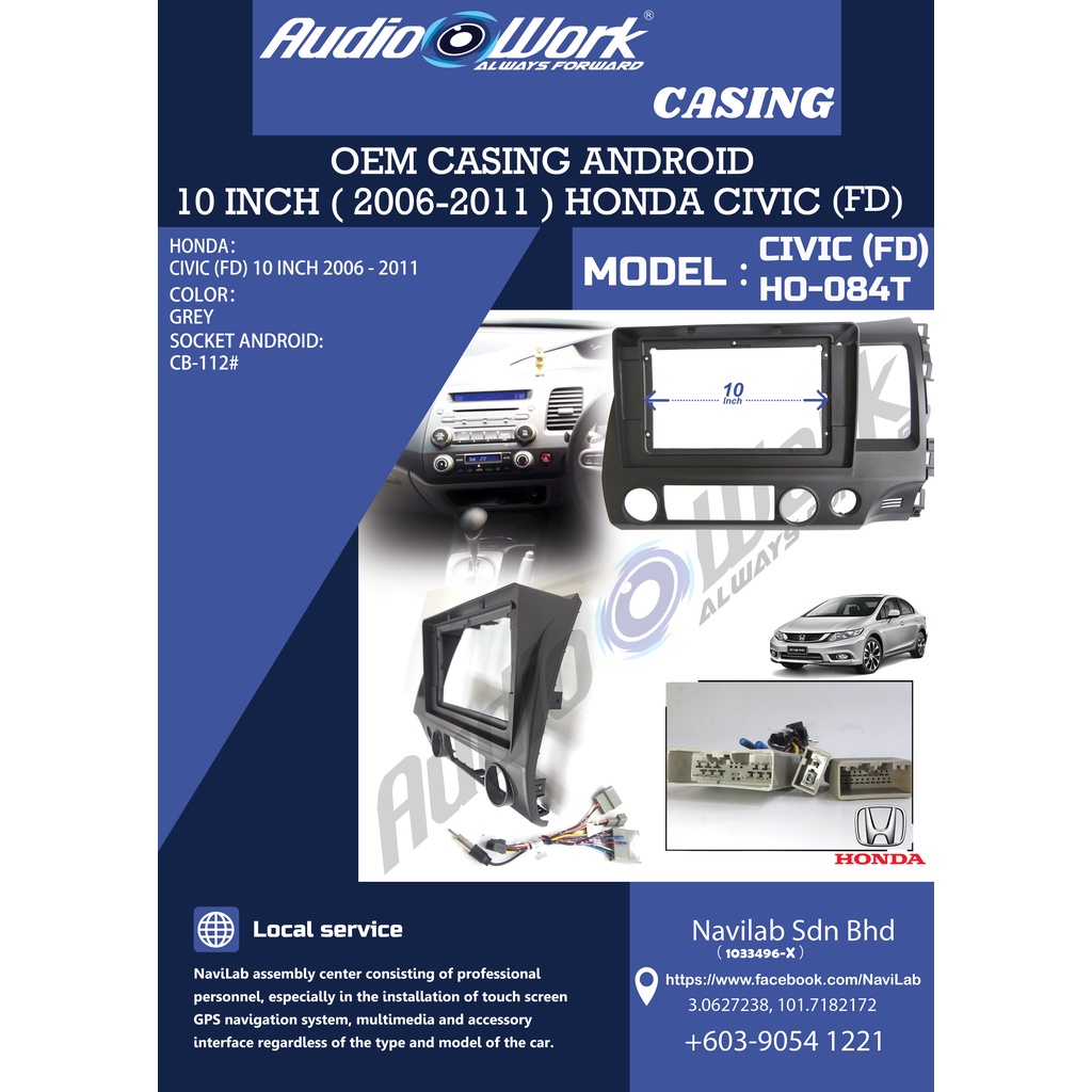 Honda Civic FD 2006-2011 10 Inch Android Player Casing (Grey) Ready ...