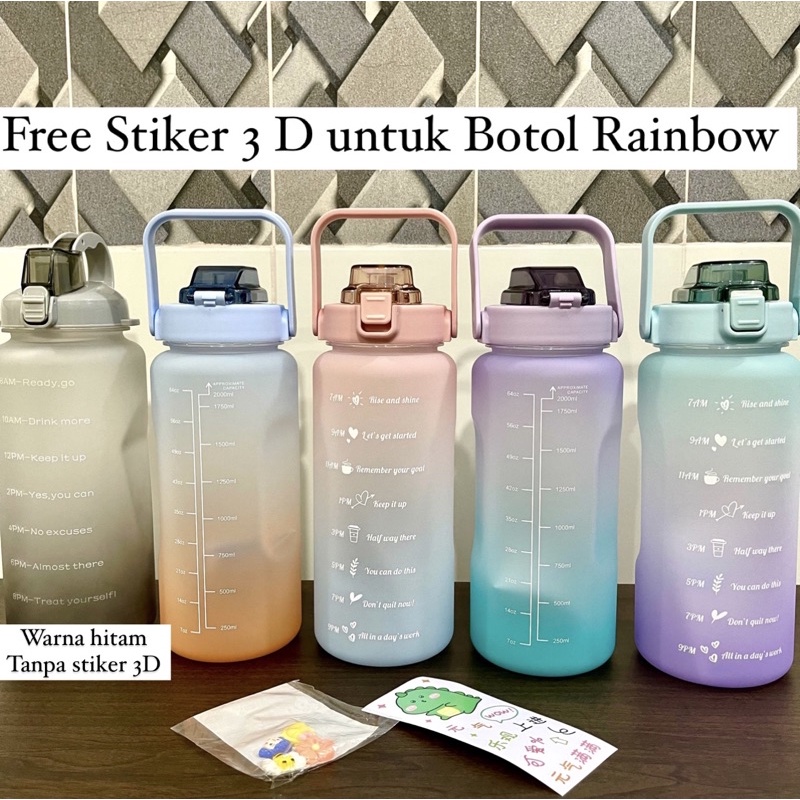 Free 3D Stickers, 2 LITER RAINBOW VIRAL Bottle FOOD GRADE BPA FREE ...