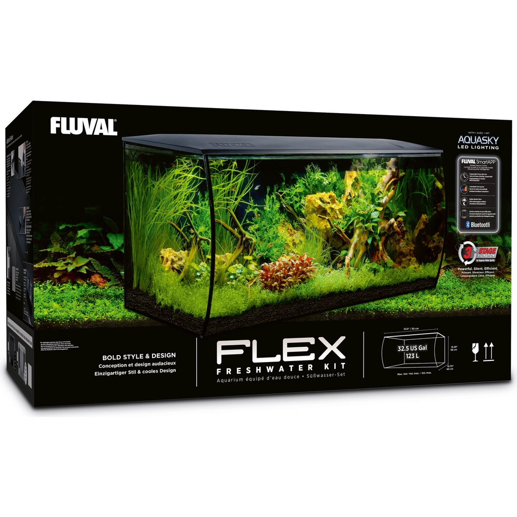 Fluval Flex Aquarium Kit 123L Smart LED light timer Weather Effect ...