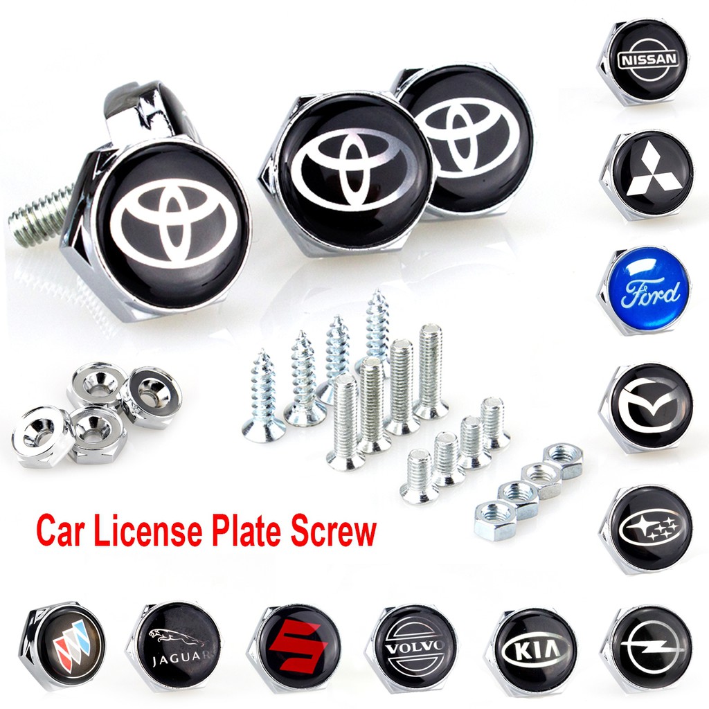 Hot🔥4pcs/set Car Styling Alloy Metal Car License Plate Frame Screw ...