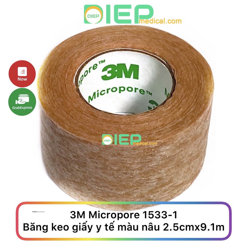 3m MICROPORE 1533-1 (2.5cmx9.1m) - Brown Medical Paper Tape Size 2 ...