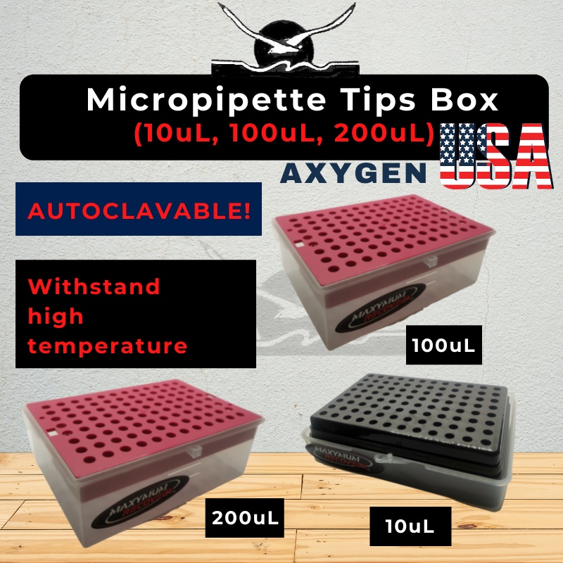 Axygen/USA (10ul 100ul 200ul 1000ul) Pipette Tips Box Autoclavable Micropipette Box 96 Wells ...