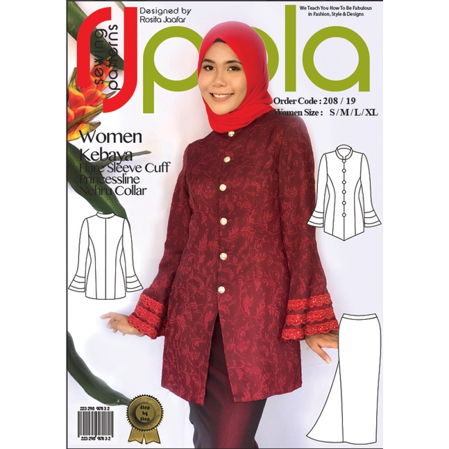 POLA PAKAIAN BAJU KEBAYA NEHRU COLLAR 208 RJPOLA ROSITA JAAFAR | Shopee ...