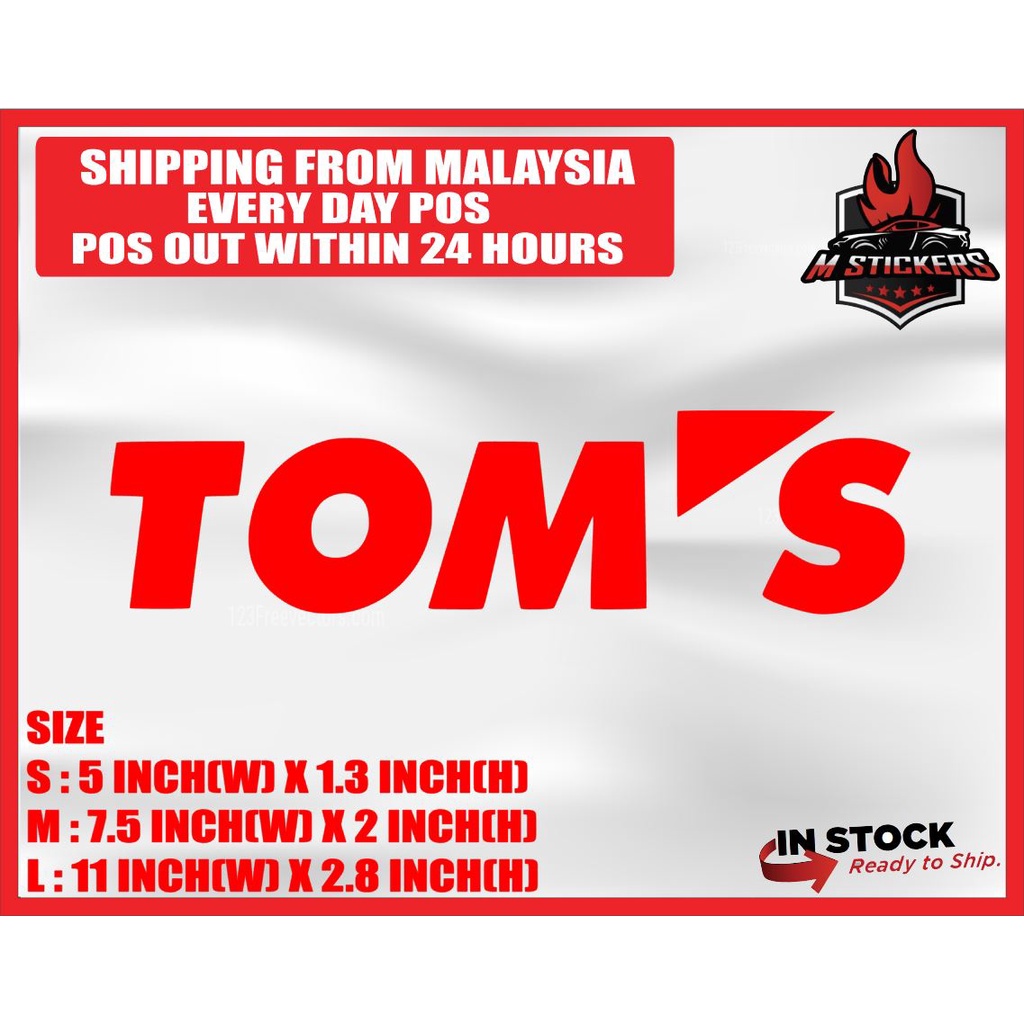 TOM'S DESIGN 1 CAR STICKERS KERETA STICKER TOYOTA TRD GAZOO VIOS YARIS ...