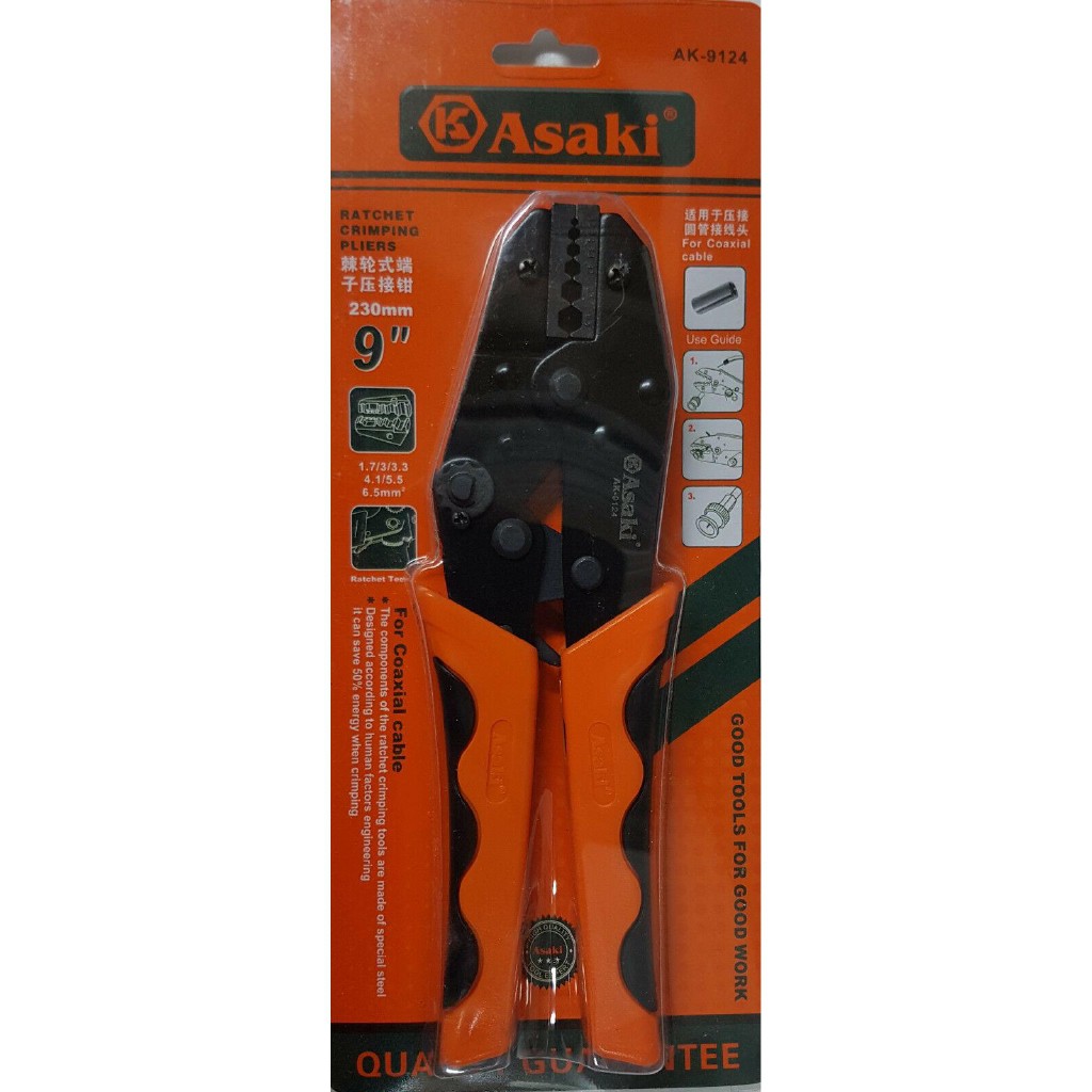 ASAKI Hand Crimping Tools 9''-225MM, P/N: AK-9124 [100% ORIGINAL ...