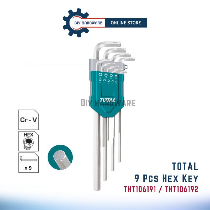 TOTAL Hex Key (9 Pcs) THT106191 / THT106192 | Shopee Malaysia
