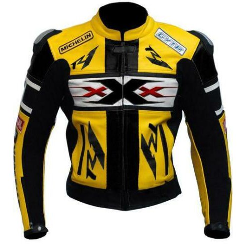 Men 2Tone Yellow Black Motorcycle Racing Leather Jacket | Shopee Malaysia