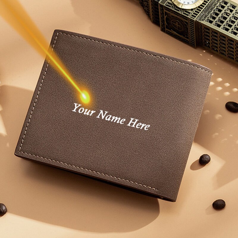 2022 New Custom Engraved Name Text Men Wallets Small Short Money Purses ...