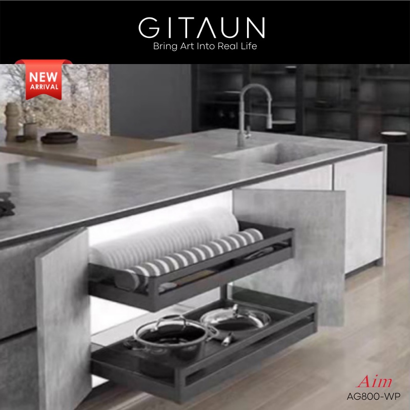 [AIM] Aluminium Pull Out Dish Rack / Pull Out Basket / Kitchen Drawer / Laci Kabinet / AG600-WP ...