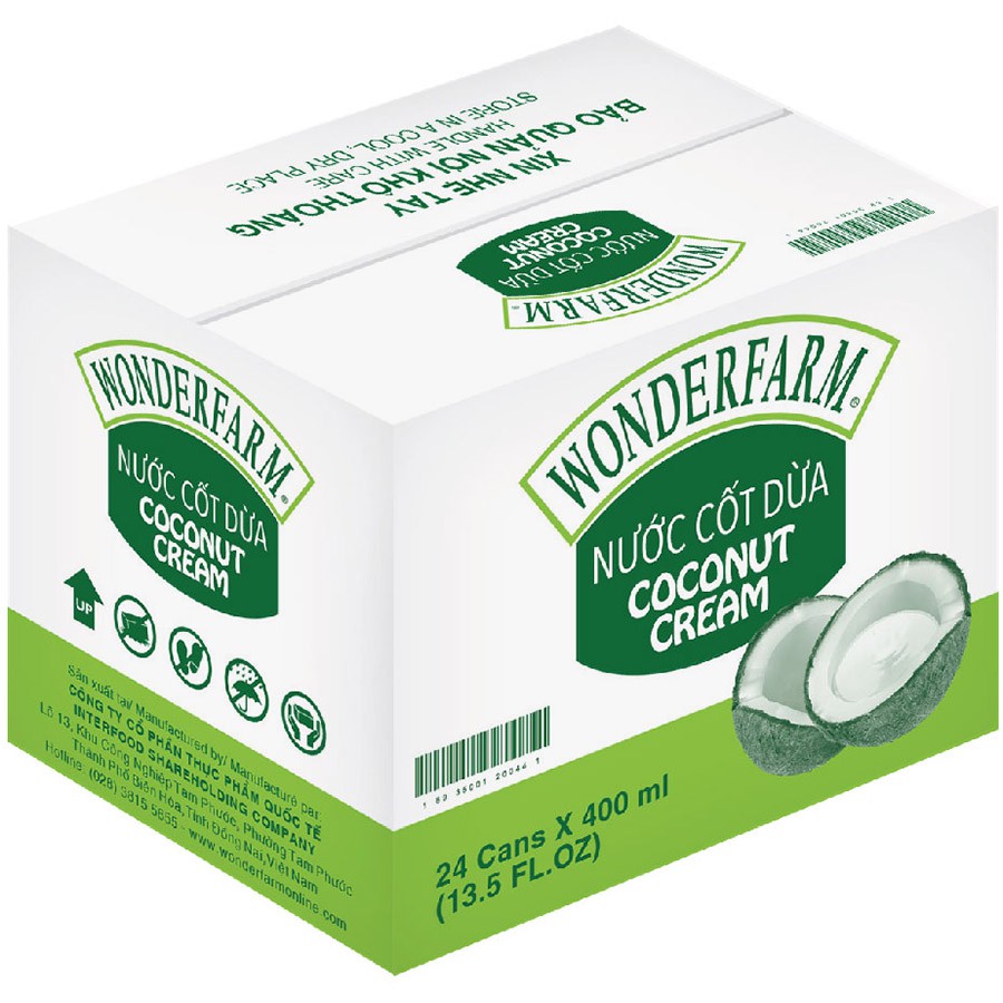 Carton of 24 Cans of Wonderfarm Coconut Milk (400ml x 24 Cans) | Shopee ...