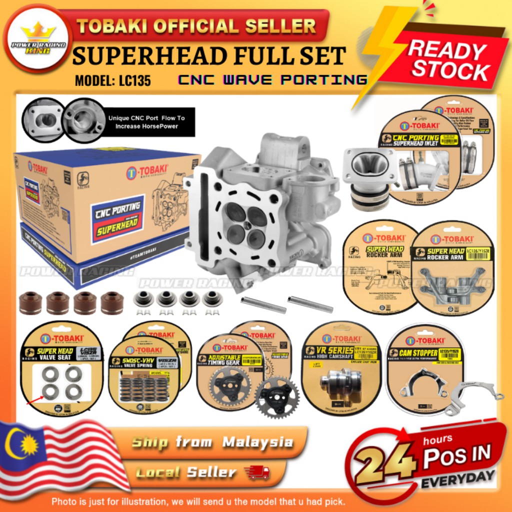 LC135/ Y15ZR TOBAKI RACING CNC LINE PORTING SUPERHEAD FULL SET COMBO Y15 YSUKU Y SUKU SIAP FULL ...