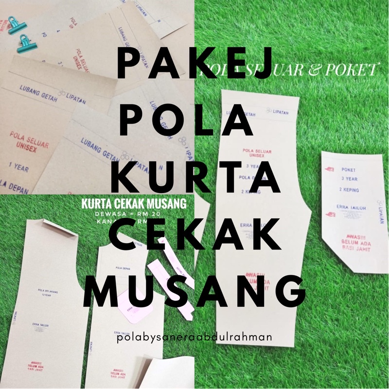 { PAKEJ } POLA KURTA CEKAK MUSANG @ KURUNG @ BUTANG | Shopee Malaysia