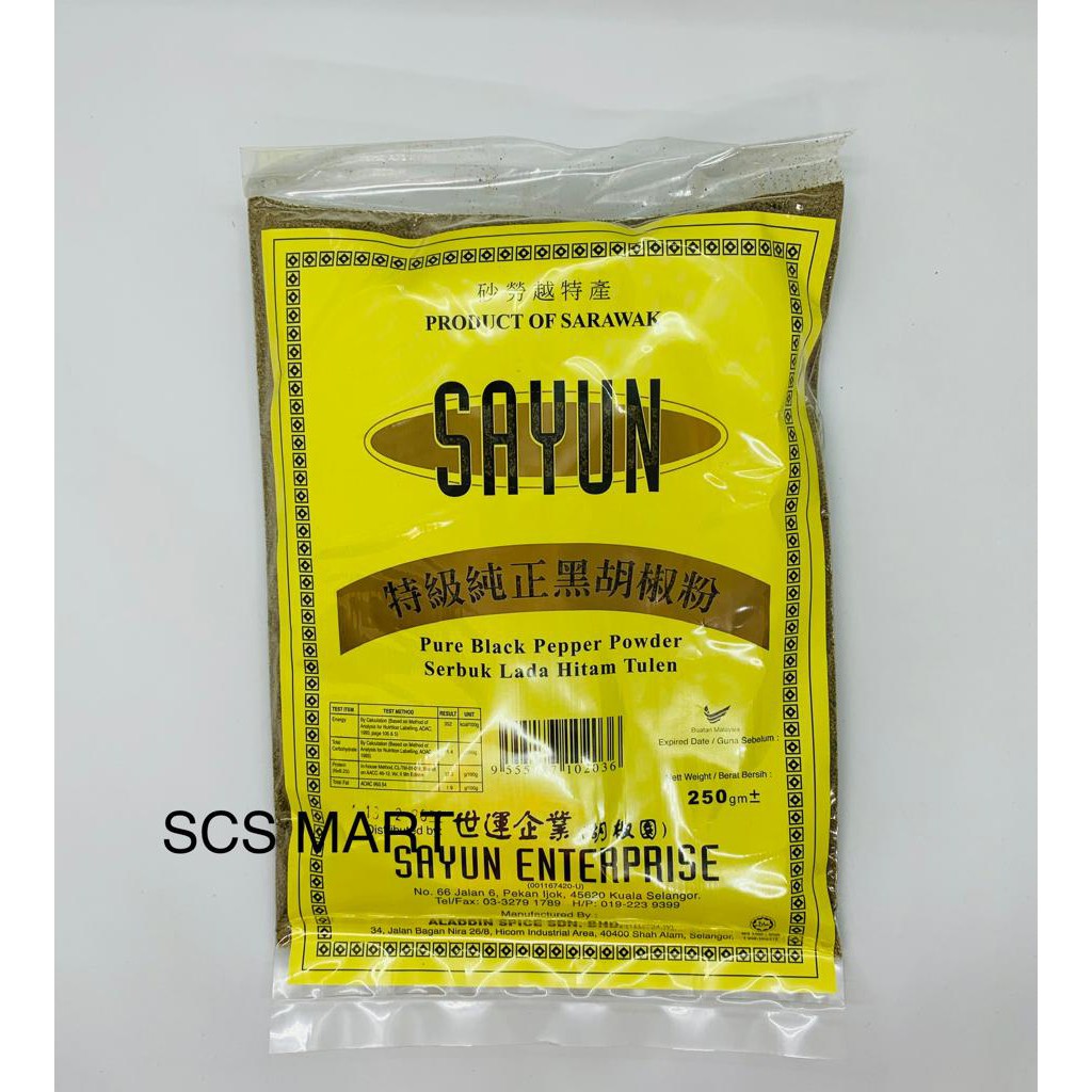 SaYun Pure Black Pepper Powder 250gm+/- 特级纯正黑胡椒粉 Serbuk Lada Hitam Tulen Cap SaYun | Shopee Malaysia