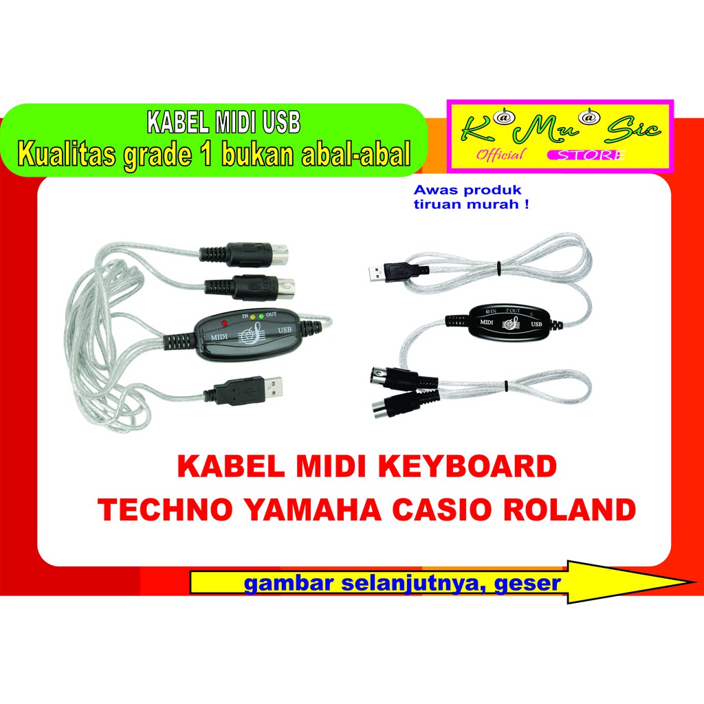 HP Music keyboard midi cable connects to laptop / cellphone | Shopee ...