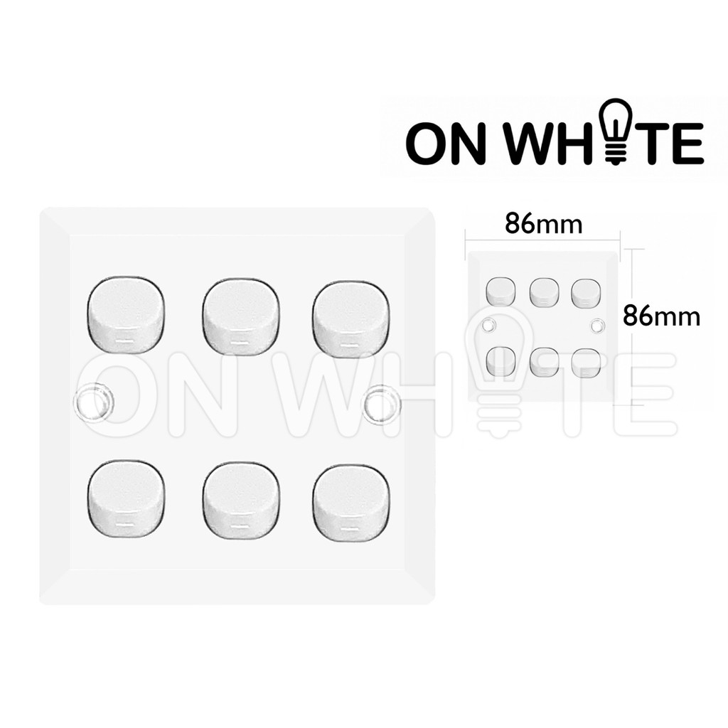 Switches 6G 1Way 86mm Flush Switch 6Gang/6 Gang 1 Way 1Way C-Classic ...