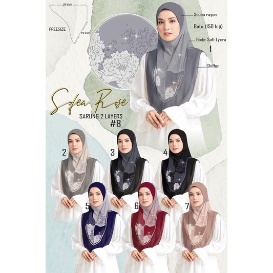 Tudung sarung SOFEA ROSE Vietnam ( 2 Layer ) | Shopee Malaysia