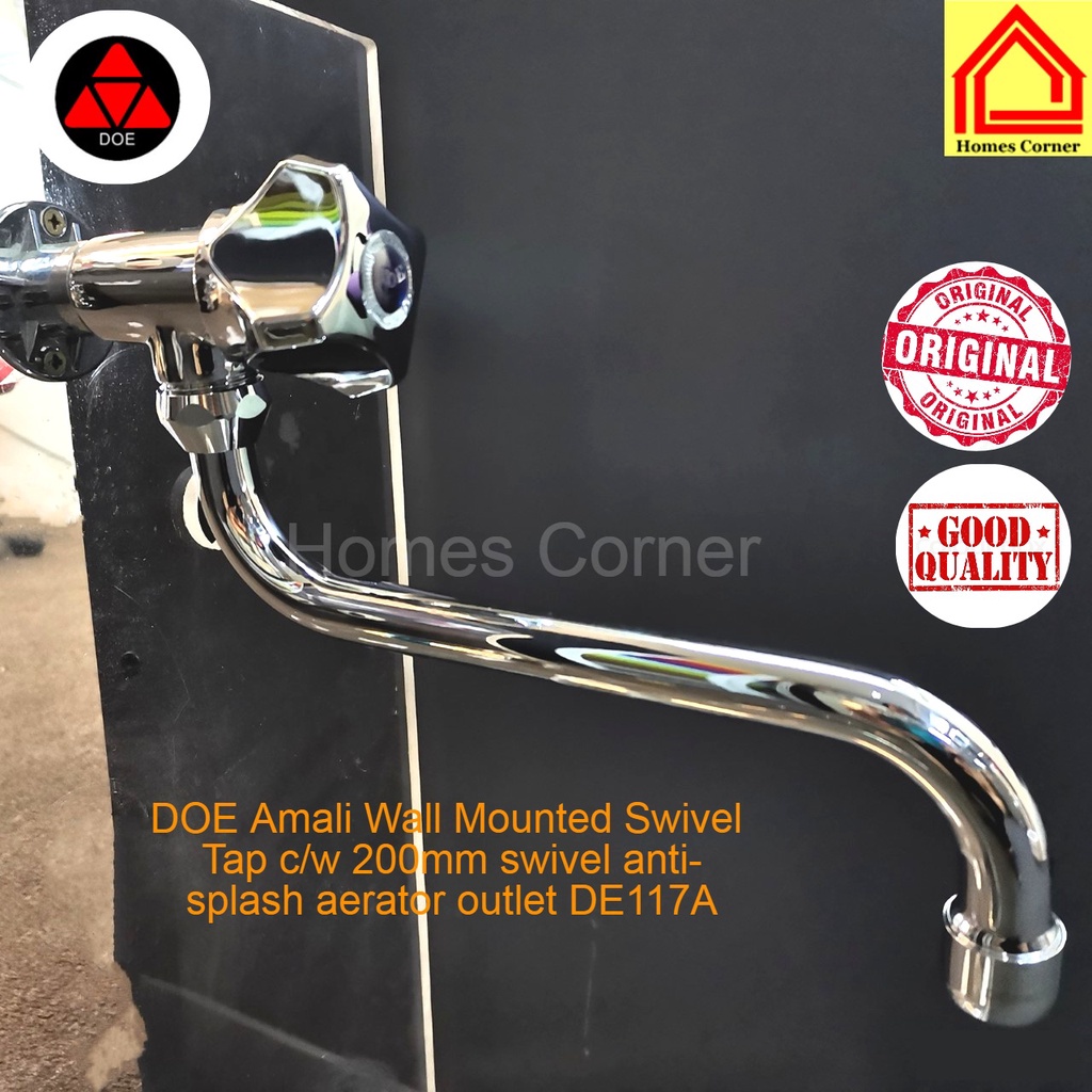 DOE Amali Wall Mounted Swivel Tap c/w 200mm swivel anti-splash aerator ...