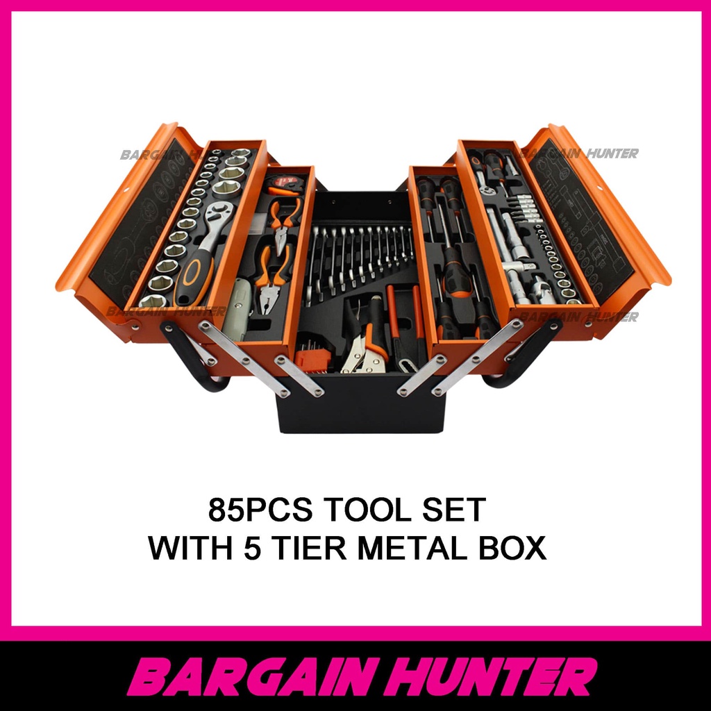 85pcs tools set Cantilever Metal Tool Box Set 5 Tier 85pcs Socket Set 1 ...