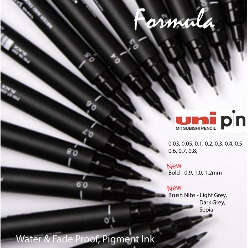 Uni Pin Technical Fine Liner Pigment Ink Drawing Pen - 0.03-1.2mm ...