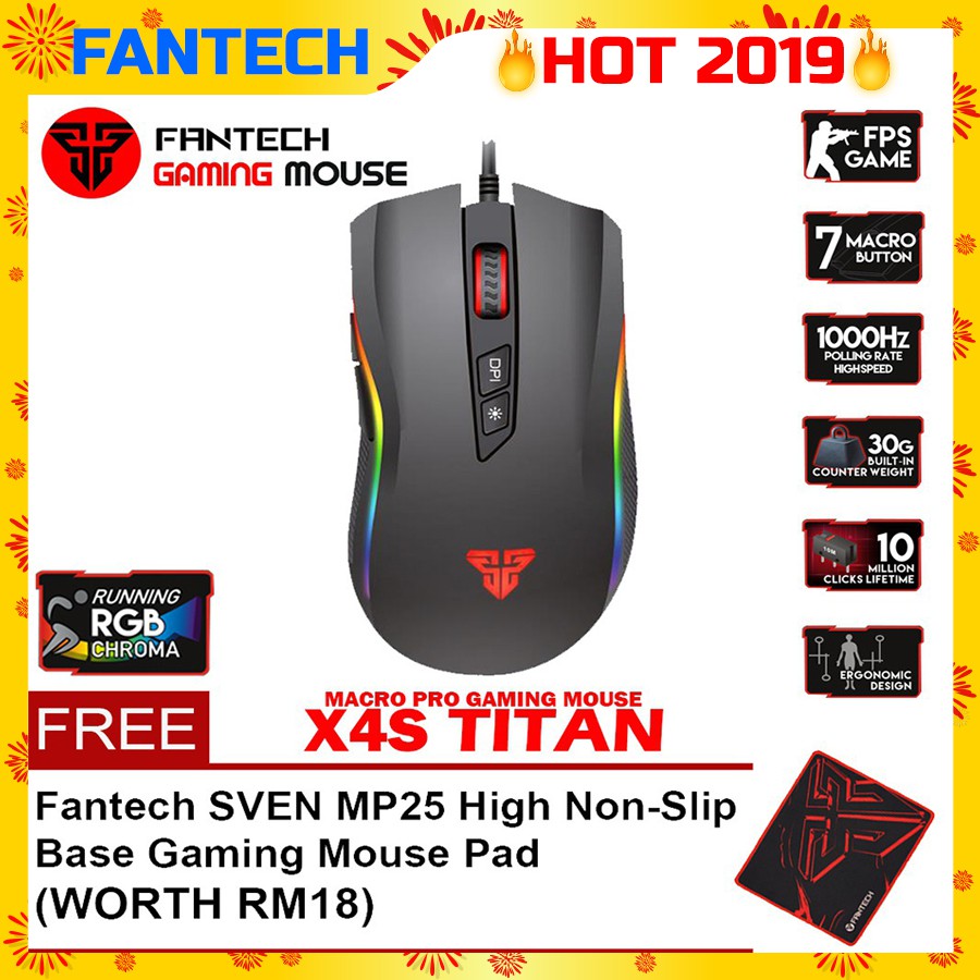 FANTECH X4S TITAN 7Macro Programable Buttons ProGaming-Running RGB ...
