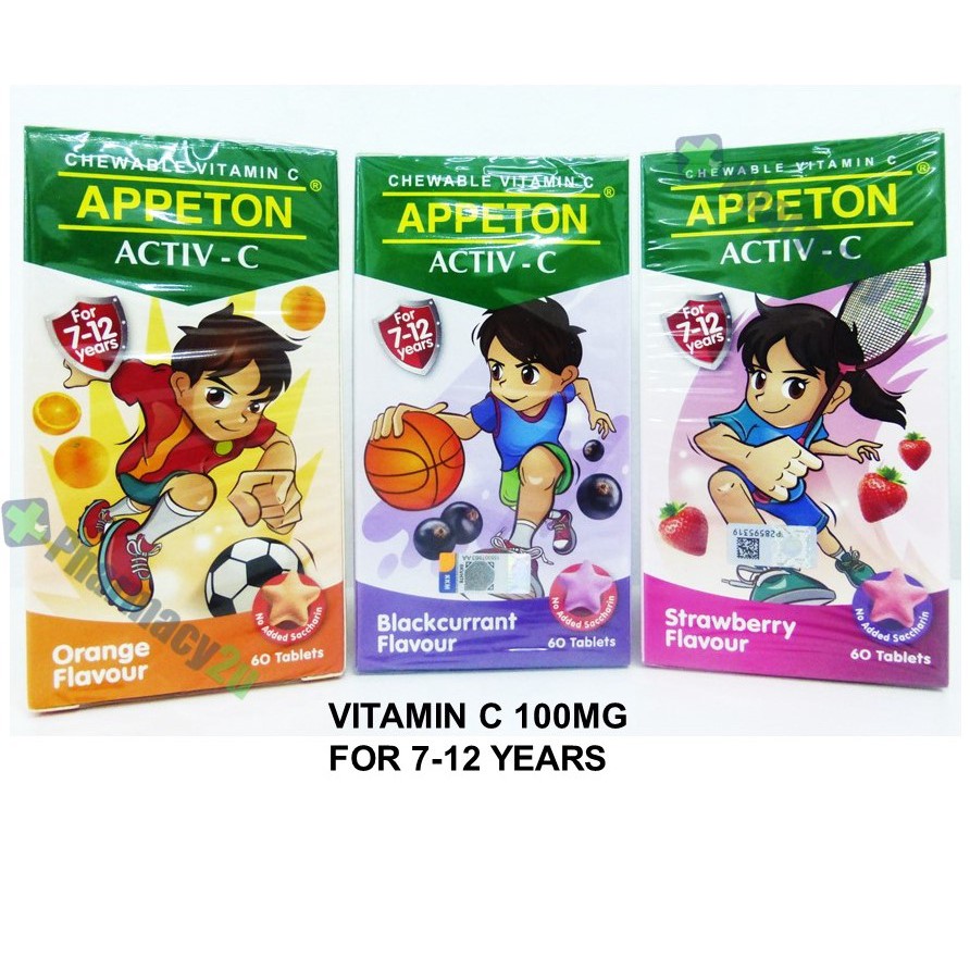 Appeton Activ - C ( 60 tablets ) ( For 7 - 12 Years ) ( Strawberry ...