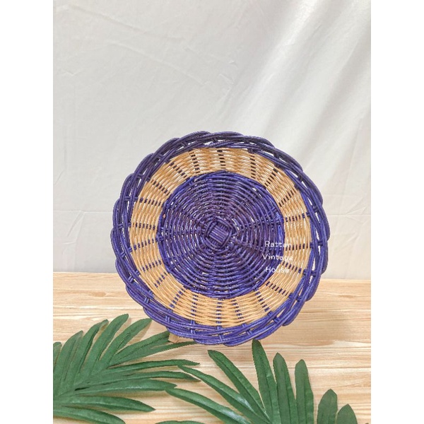 (Rattanvintage)🔥Piring Rotan | Rattan Weaved Round Food Tray | Rattan ...