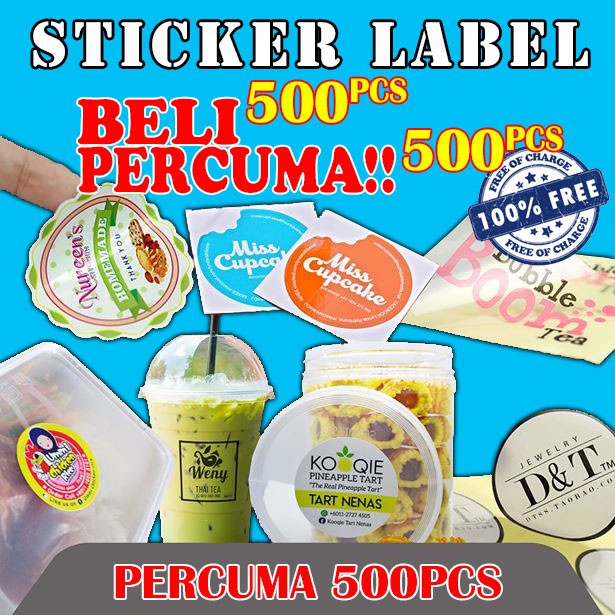 Beli 500 pcs dan Percuma 500 pcs 5x5cm Sticker Label - Cetak dan Potong ...