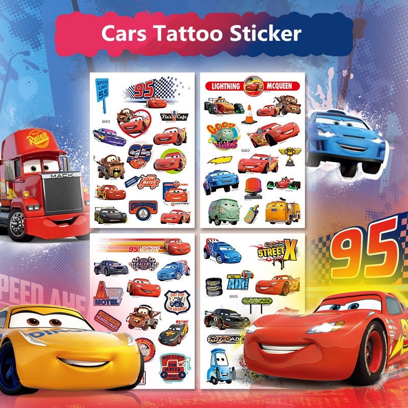 4 Sheets / Set Cars Lightning Mcqueen Series Temporary Waterproof Tattoo Sticker | Shopee Malaysia