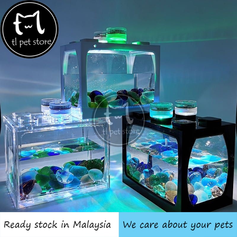 Led Light Blue Betta Fish Happy Fins Multicolor Aquarium Single Betta