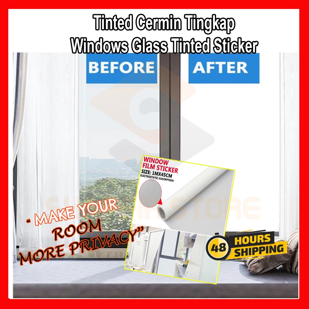 Sticker Cermin Dinding Tingkap Frosted Windows Glass Tinted Sticker ...
