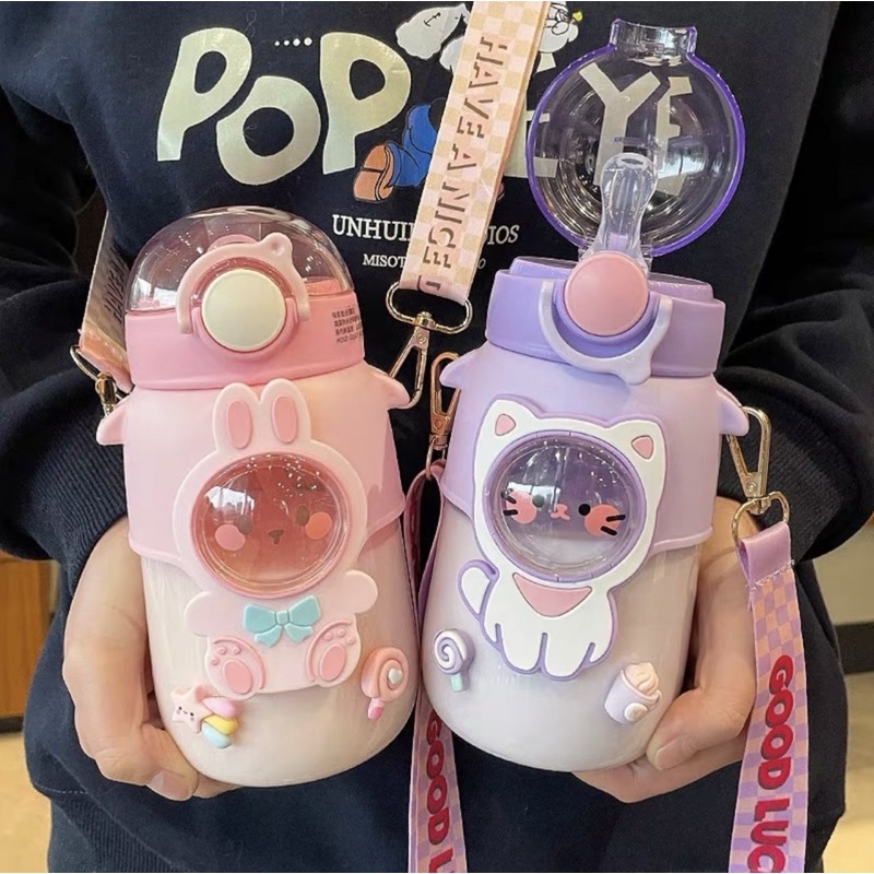 MIAO MIAO Cat/Rabbit/Dinosaur/Bear Macaron Color Water Bottle Children ...