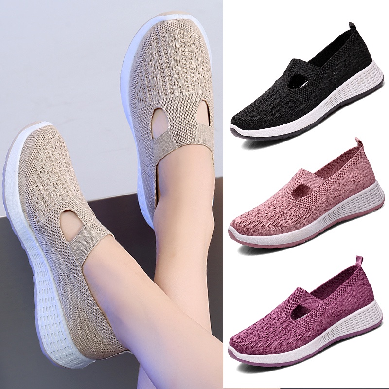 Avovi Women Slip-on Shoes Fly Weaving Casual Breathable Non-slip Soft ...