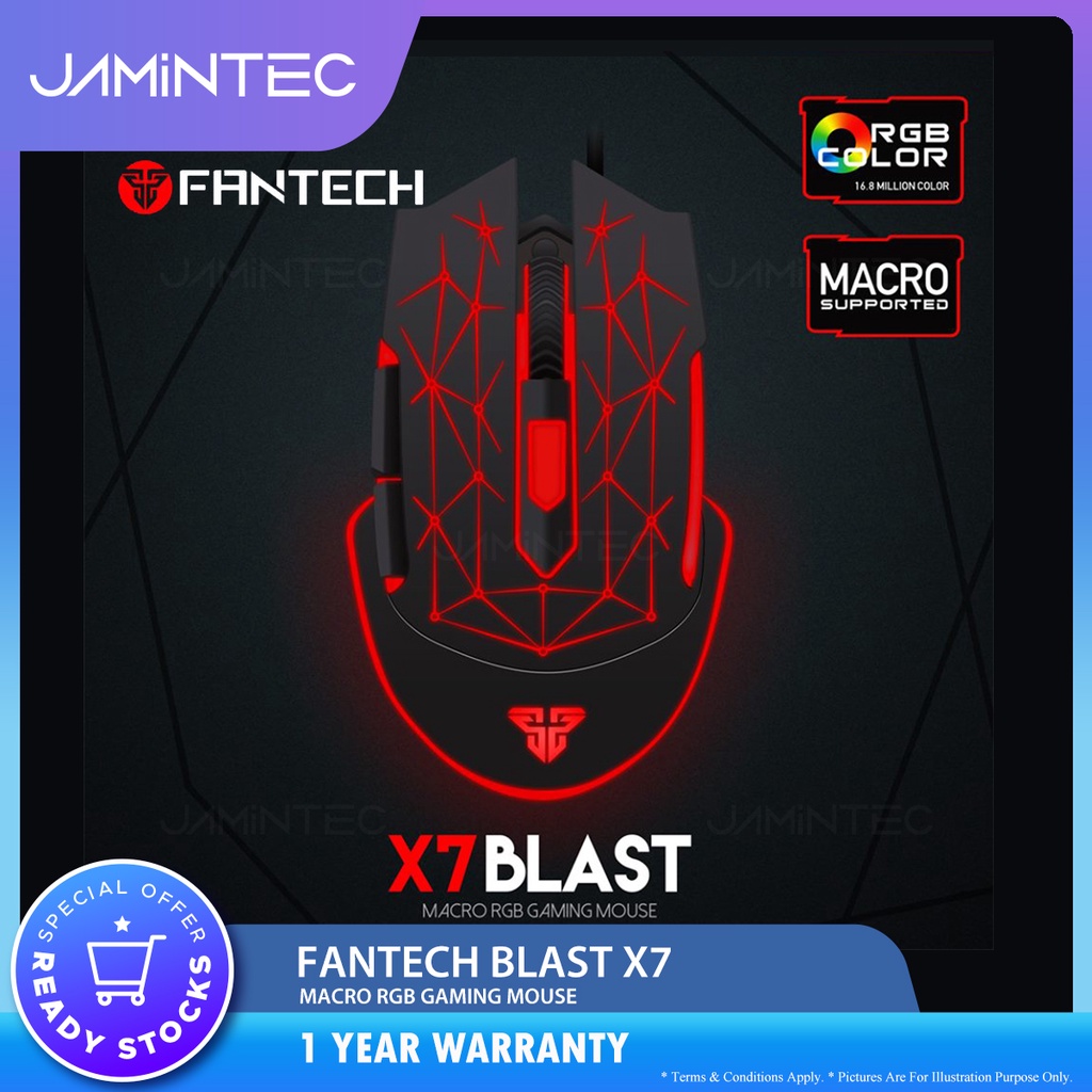 FANTECH BLAST X7 MACRO RGB GAMING MOUSE 4800DPI GAMING MOUSE 6D MACRO ...