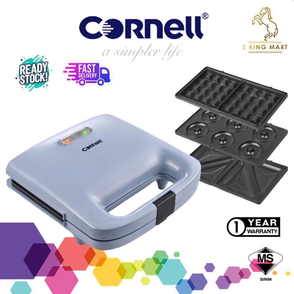 CORNELL Sandwich Toaster 3 in 1 Non Stick Snack Dessert Maker Donut ...