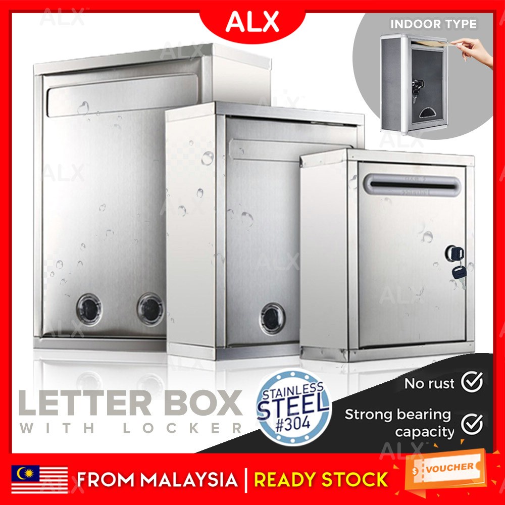 ALX 304 Stainless Steel Letter Box Mailbox Water- Resistant Key Mail ...