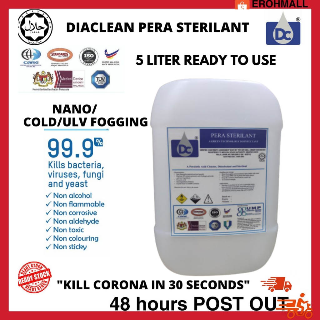 Diaclean PeraSterilant Disinfectant Spray Liquid Hand Sanitizer 5Liter ...