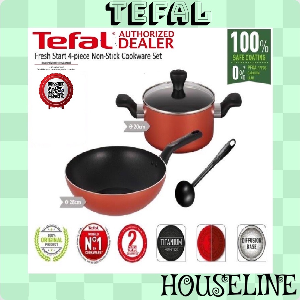 (6.6 SALES!!) (Ready Stock!!) Tefal Fresh Start 4 piece Non Stick Cookware Set (B507S4) (Stew ...
