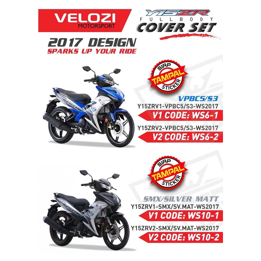 COVER SET Y15 Y15ZR V1 V2 BIRU SILVER VPBC5 S3 2017 COVERSET BODYSET ...