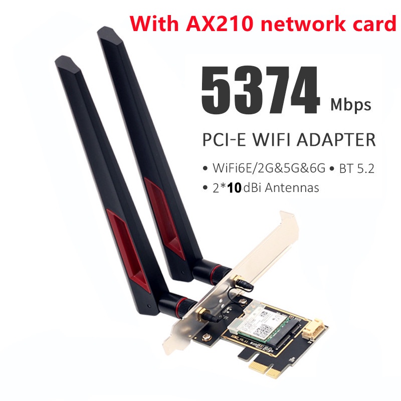 Desktop Wi-Fi 6 Intel AX210 PCIe WiFi Adapter Bluetooth 5.2 3000Mbps 802.11ax AX210NGW Wireless ...