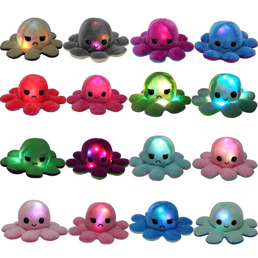 Reversible Octopus Doll Toy With Led Lights Cute and Cute Reversible ...