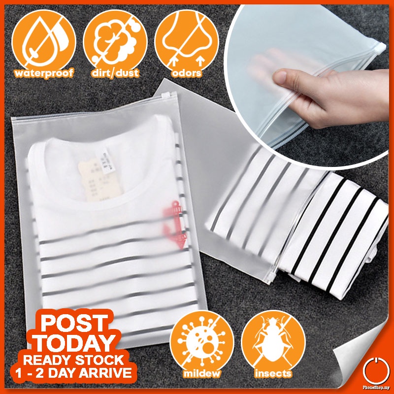 𝐙𝐈𝐏 𝐋𝐎𝐂𝐊 EVA Zipper Bag Clear Double Matte Clothes Storage Travel ...