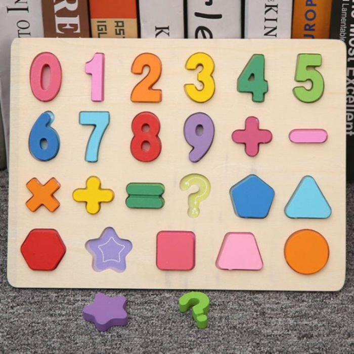 Puzzle Number Alphabet Numbers Wooden Toy Early Learning Kids Children ...