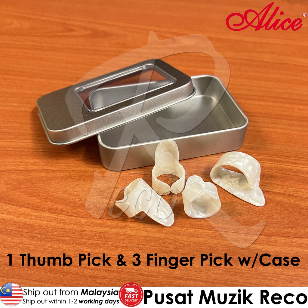 Alice Celluloid Guitar Thumb Pick Finger Pick Set (1 Thumb 3 Finger ...