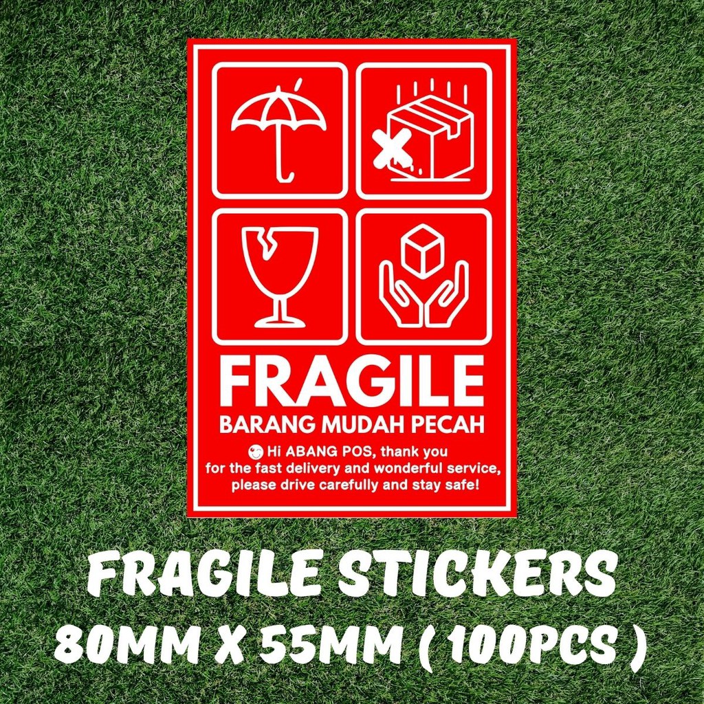 100Pcs 80mm x 55mm Fragile Stickers | Shopee Malaysia