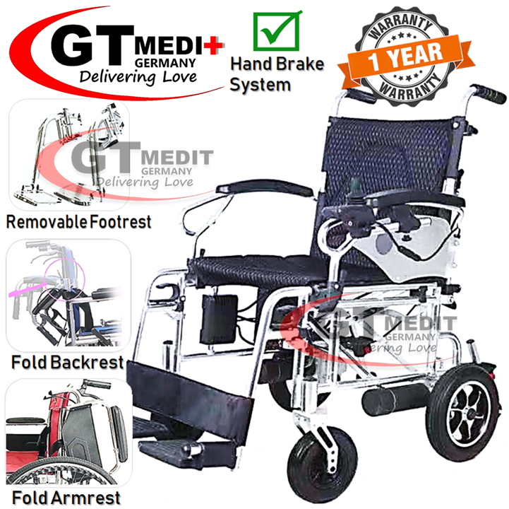 E19-A-21 GT MEDIT GERMANY Ultra Lightweight Airplane Electric Wheelchair Foldable Wheel Chair ...
